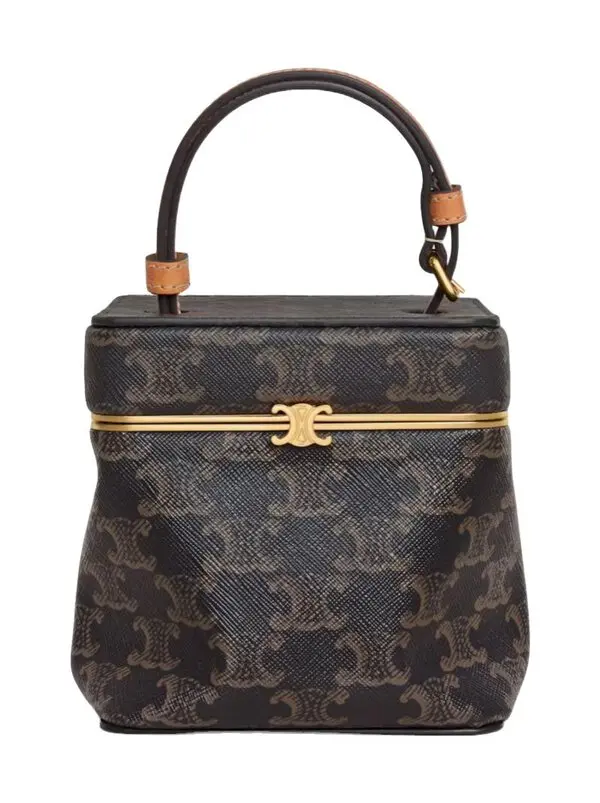 Celine Triomphe Canvas And Natural Calfskin Cube Bag - Honey