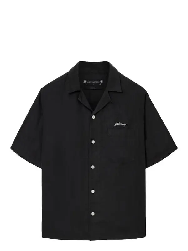 ALLSAINTS Wilder Logo-embroidery Short-sleeve Shirt - Black
