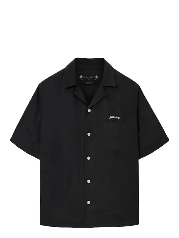 ALLSAINTS Wilder Logo-embroidery Short-sleeve Shirt - Black