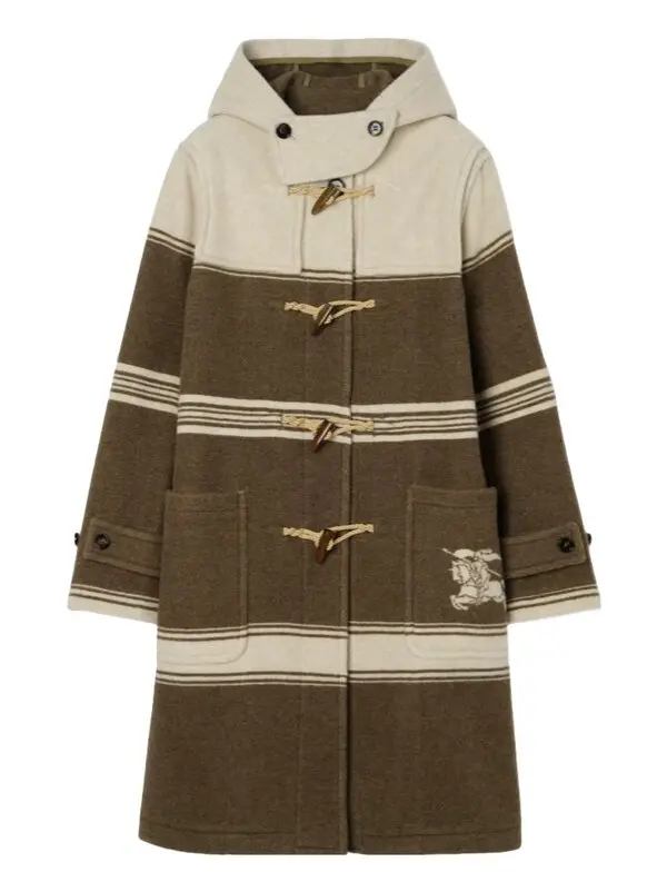Burberry Striped Hooded Duffle Coat - Boy Scout Green
