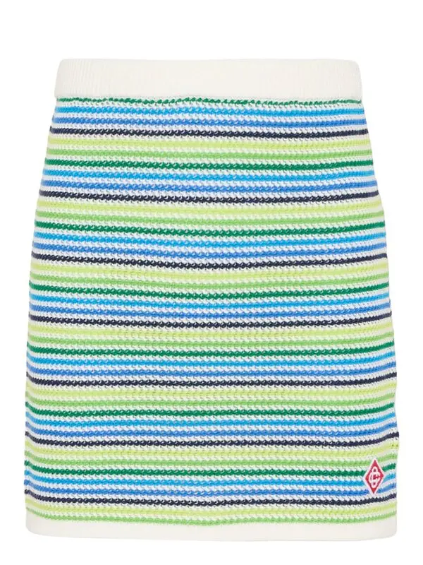 Casablanca Striped Knit Skirt - White