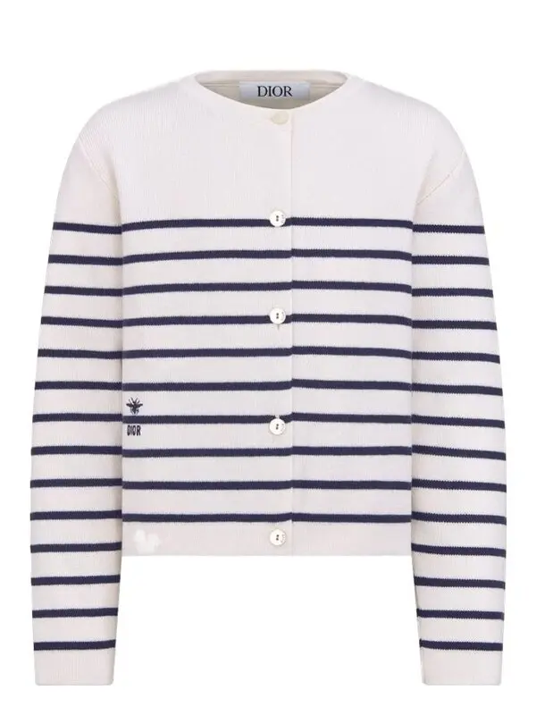 Dior Long-sleeved Knitted Cardigan - Ivory