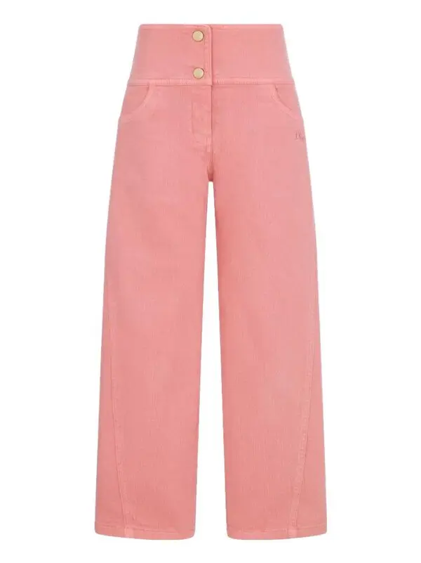 Dior High-waisted Wide-leg Pants With Snap Button Detail - Pink