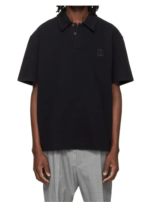WOOYOUNGMI Stretch Cotton Polo Shirt - Black