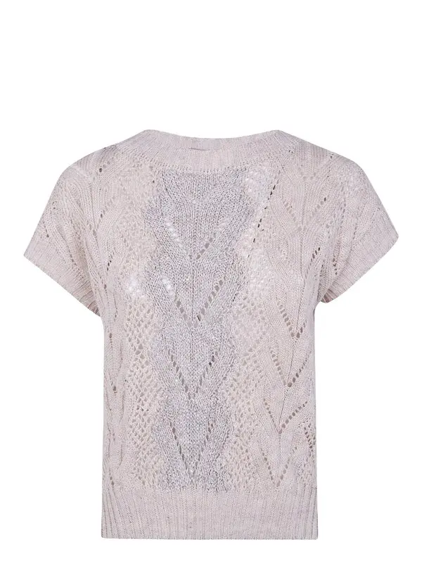 D.exterior Open Knit Boat Neck Sweater - Shell