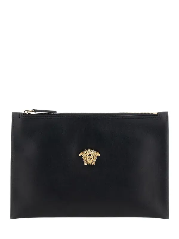 Versace Medusa Plaque Zipped Pouch - Black