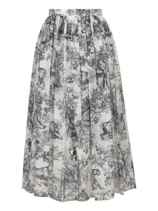 Dior Mid-length Skirt With Pleated Hem - Gray