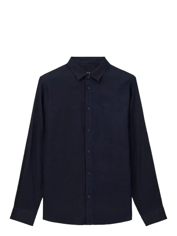 Armani Exchange Long-sleeve Linen Shirt - Black