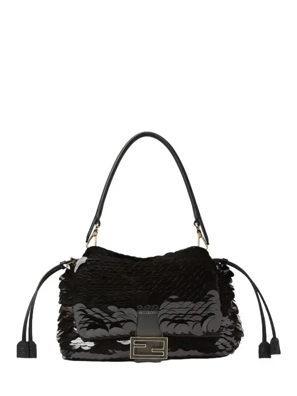 Fendi Crochet Bag With Maxi Sequins - Black