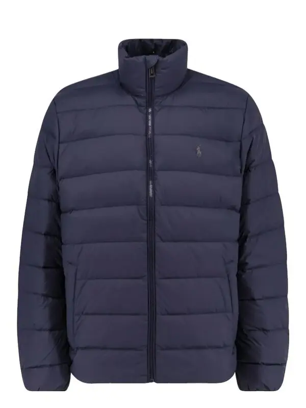 Polo Ralph Lauren Quilted High-neck Zip-up Coat With Embroidered Logo - Collection Navy