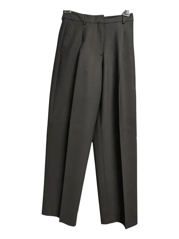 SELECTED Pleated Mid-waisted Trousers - Black