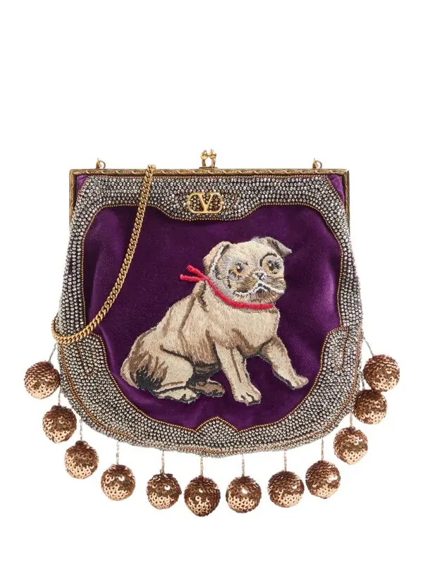 Valentino Garavani Nellcote Fairytales Embroidered Velvet Clutch - Multicolor