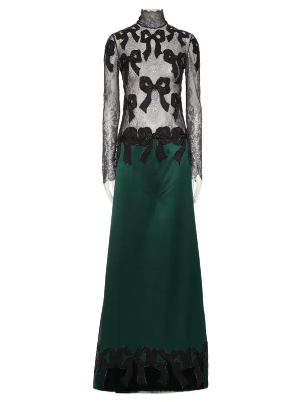 Valentino Garavani Long-sleeved Bow-patterned Dress - Black
