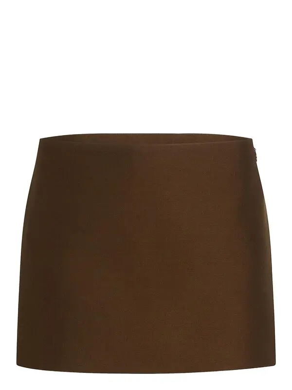 Khaite Jett Wool Silk Mini Skirt - Dark Olive