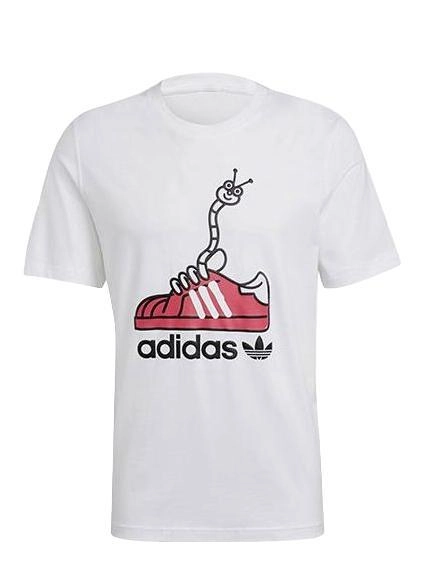 Adidas Originals Worm Tee Funny Printing Sports Short Sleeve - White