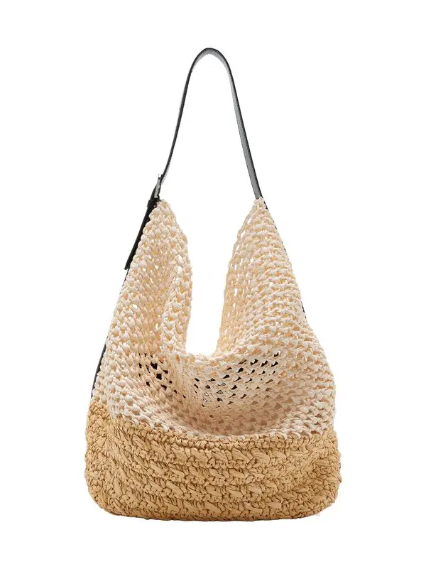TOTEME Belted Woven Raffia Tote Bag - White