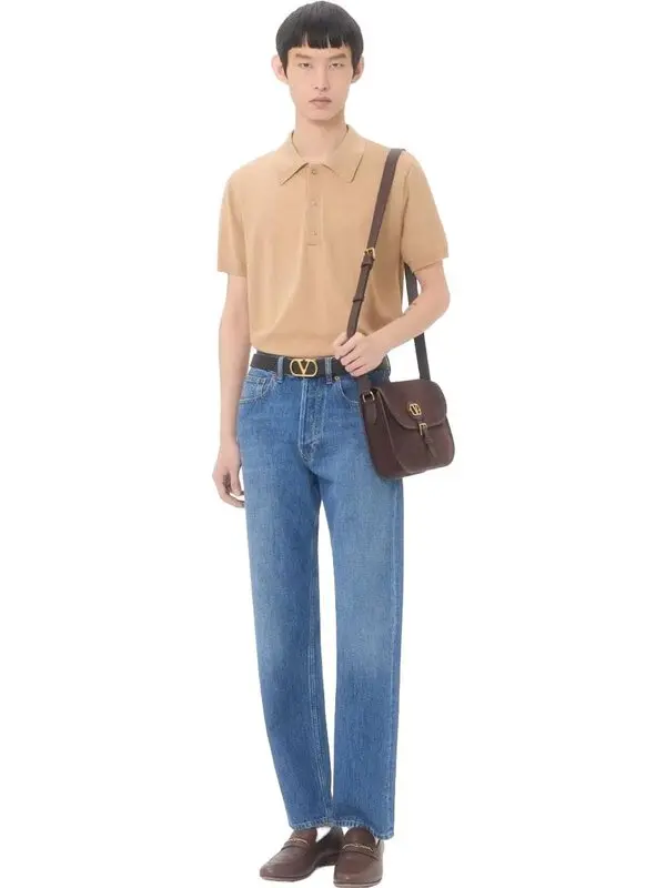 Valentino Garavani Wool Polo With Vlogo Embroidery - Beige