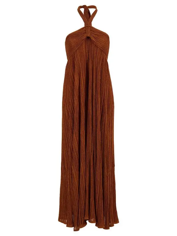 Zimmermann Indra Halter Maxi Dress - Brown