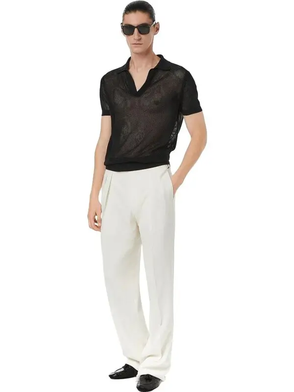 TOM FORD Cotton Silk Mesh Polo - Black