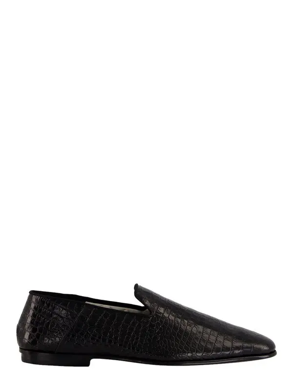 TOM FORD Steven Alligator-effect Leather Slipper - Black