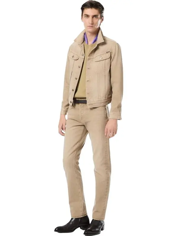 TOM FORD Washed Sand Icon Denim Jacket - Beige