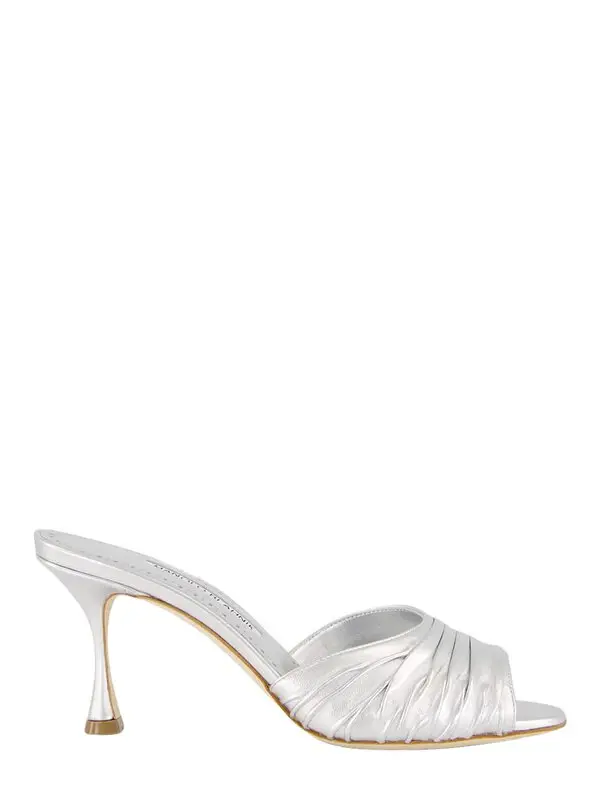 Manolo Blahnik Pirua 70 Nappa Heeled Mules - Silver