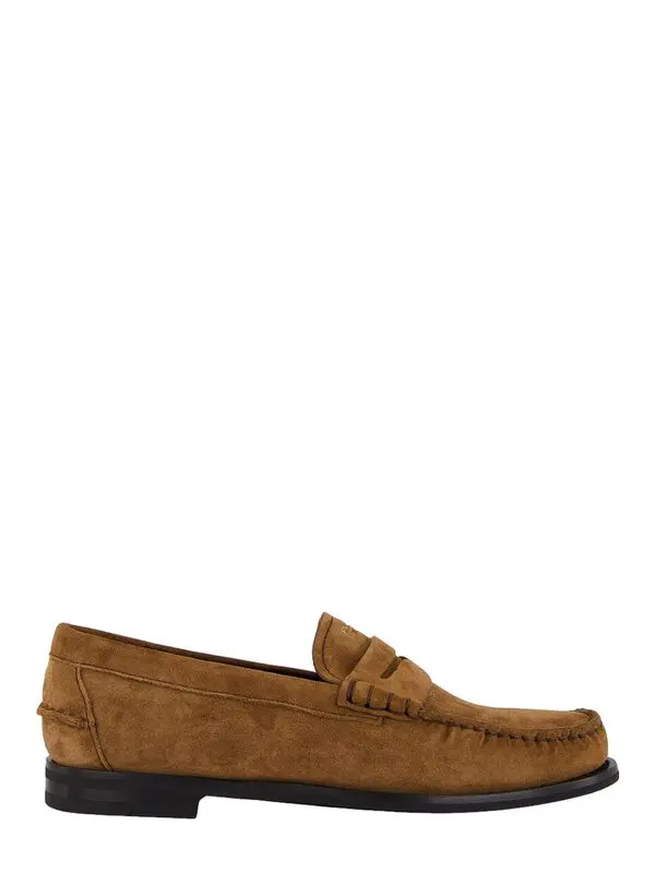 Prada Suede Penny Loafers - Brown