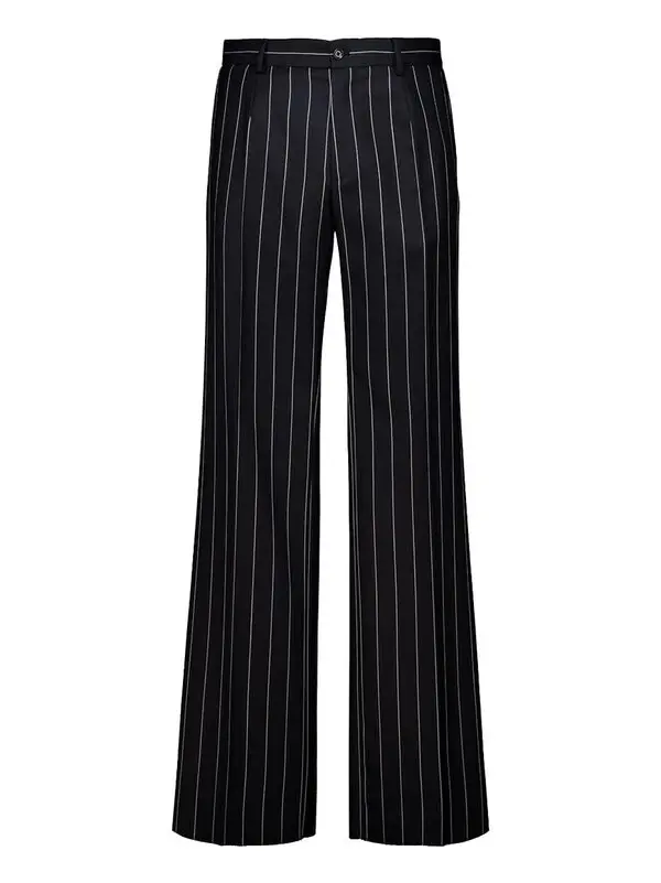 Dolce & Gabbana Pinstripe Wool Trousers - Black