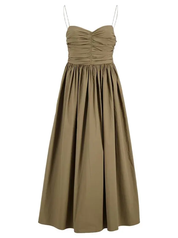 Matteau Birch Gathered Bodice Midi Dress - Brown