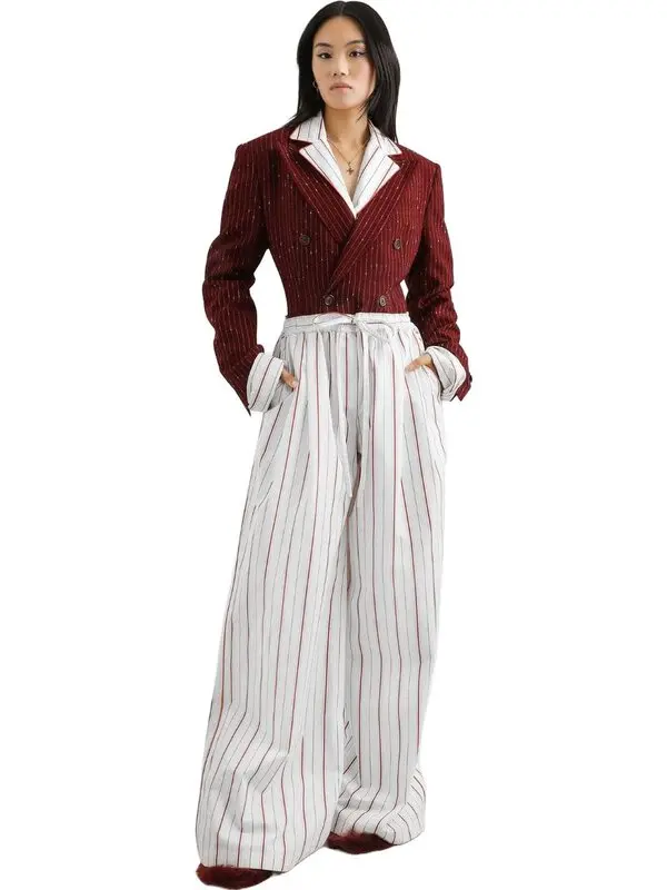 Dolce & Gabbana Striped Poplin Wide-leg Trousers - Red