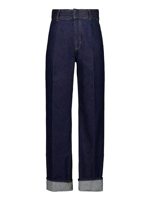 FRAME Dark Trapunto Denim Trousers - Blue