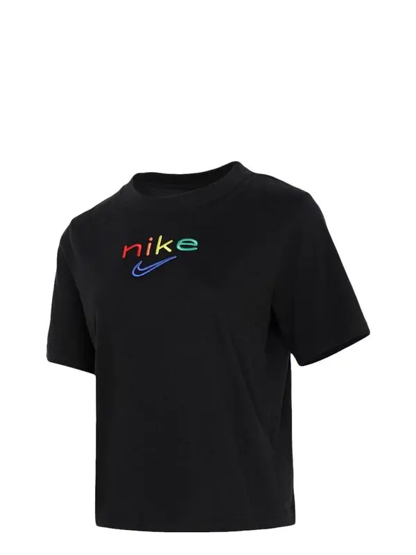Nike Dri-fit Boxy Rainbow Logo Sports Top - Black