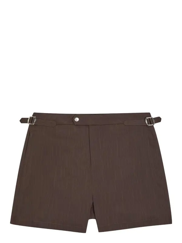 RAITH Silas Striped Woven Swim Shorts - Brown