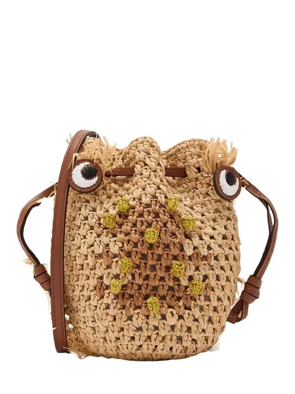 ANYA HINDMARCH Creature Leather And Raffia Cross-body Bag - Brown