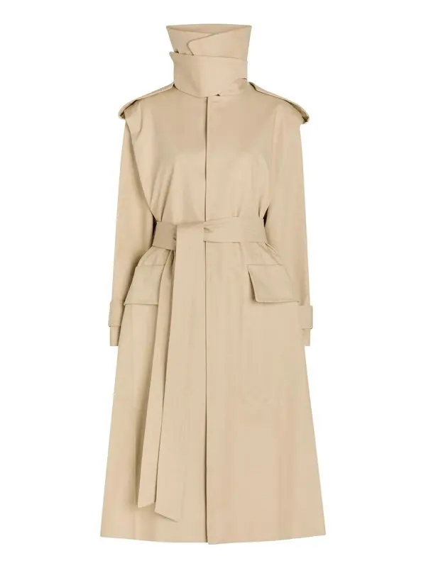 Victoria Beckham Philippa Belted Cotton Trench Coat - Beige