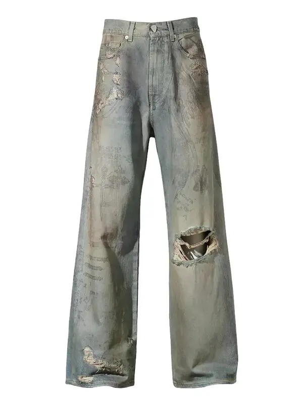 SEX&JEANS Tattoo Distressed Jeans - Blue