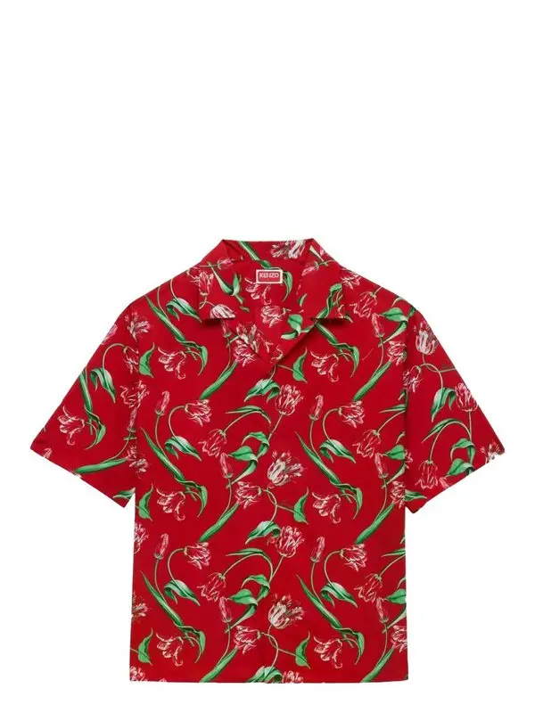 Kenzo Tulip-print Short-sleeve Shirt - Red