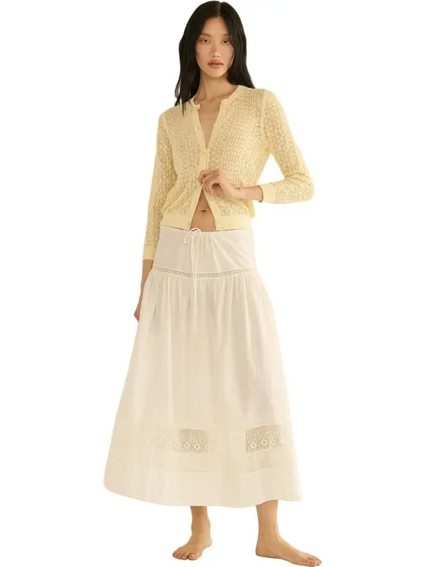 DÔEN Diane Cardigan In Pointelle - Vanilla