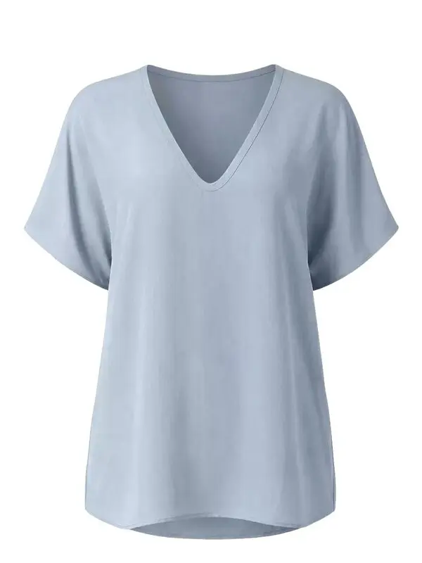 ALYSI Short-sleeve V-neck Top - Blue