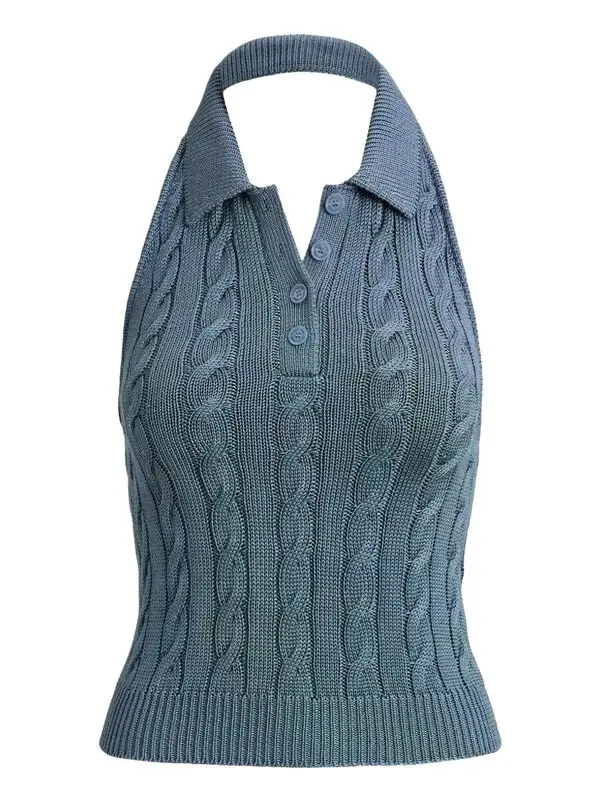 Ralph Lauren Cable-knit Halterneck Sweater - Blue