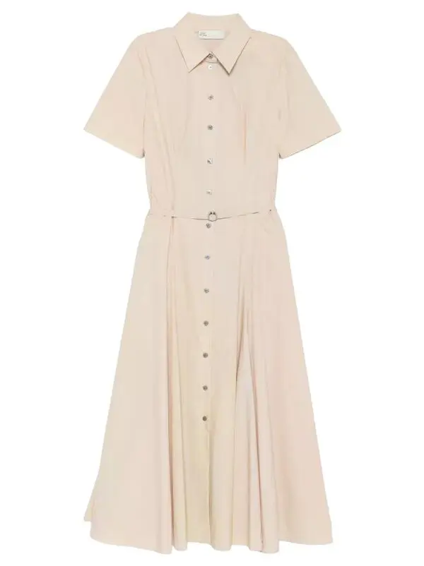 Tory Burch Belted Midi Shirt Dress - Neutrals