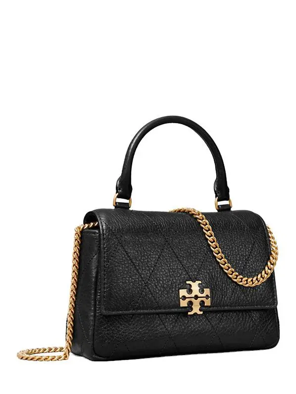 Tory Burch Mini Charlie Quilted Top-handle Crossbody - Black