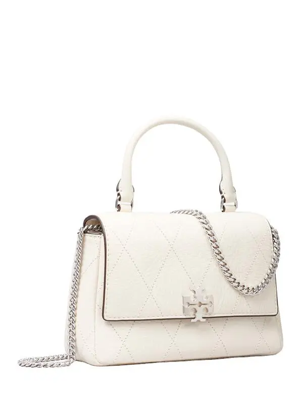 Tory Burch Mini Charlie Quilted Top-handle Crossbody - Light Cream
