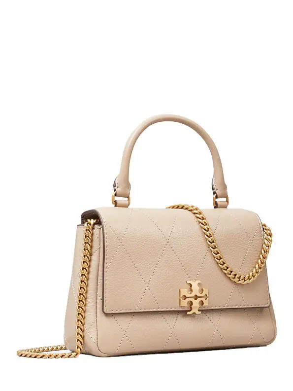 Tory Burch Mini Charlie Quilted Top-handle Crossbody - Soft Cement