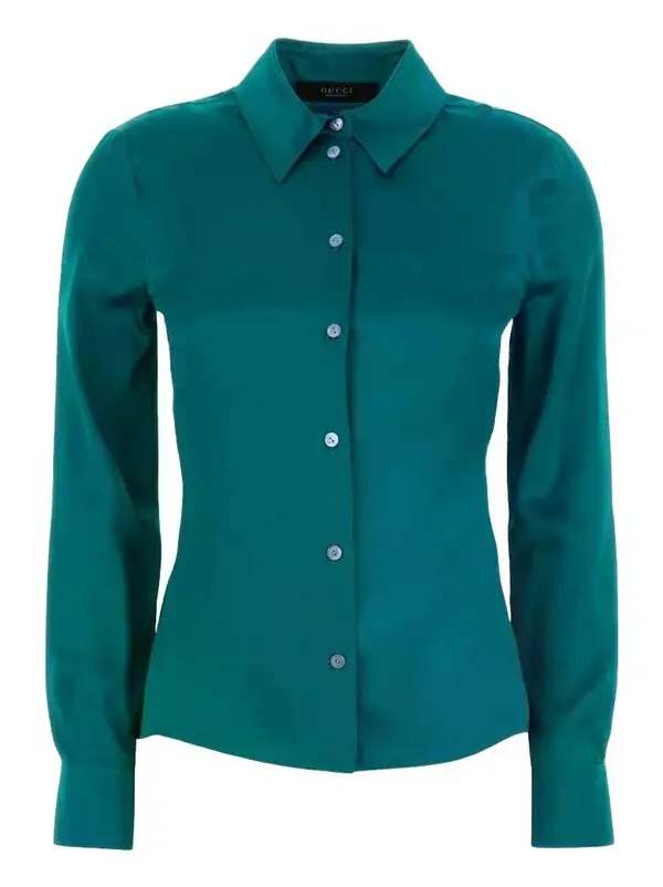 Gucci Satin Finish Long Sleeve Shirt - Blue