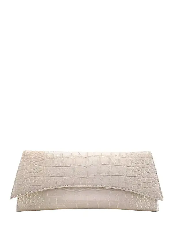 Tyler Ellis Veronica Crocodile-effect Clutch Bag - Neutrals