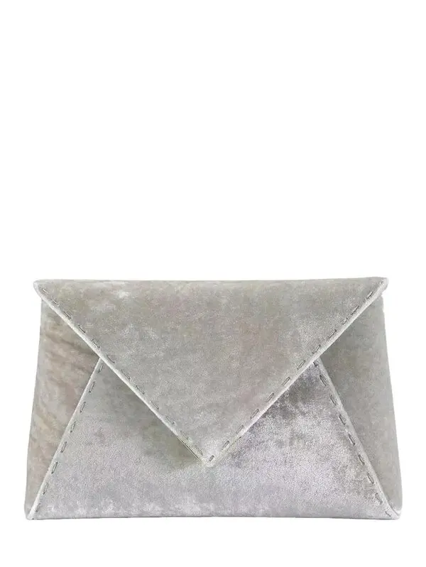 Tyler Ellis Small Lee Pouchet Velvet Clutch Bag - Grey