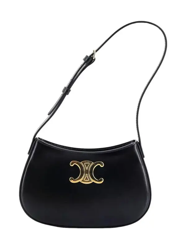 Celine Triomphe Tilly Bag Shoulder Bag In Smooth Calfskin - Black
