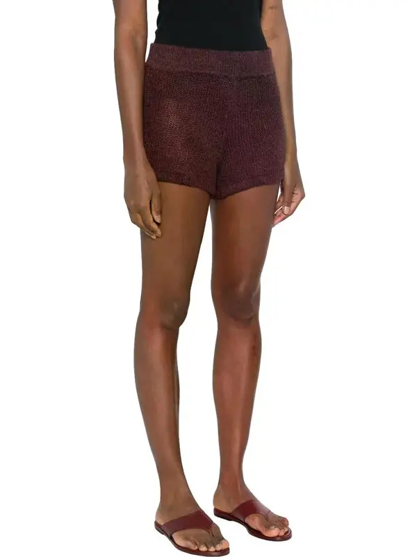 Enza Costa Open Knit Linen Shorts - Red