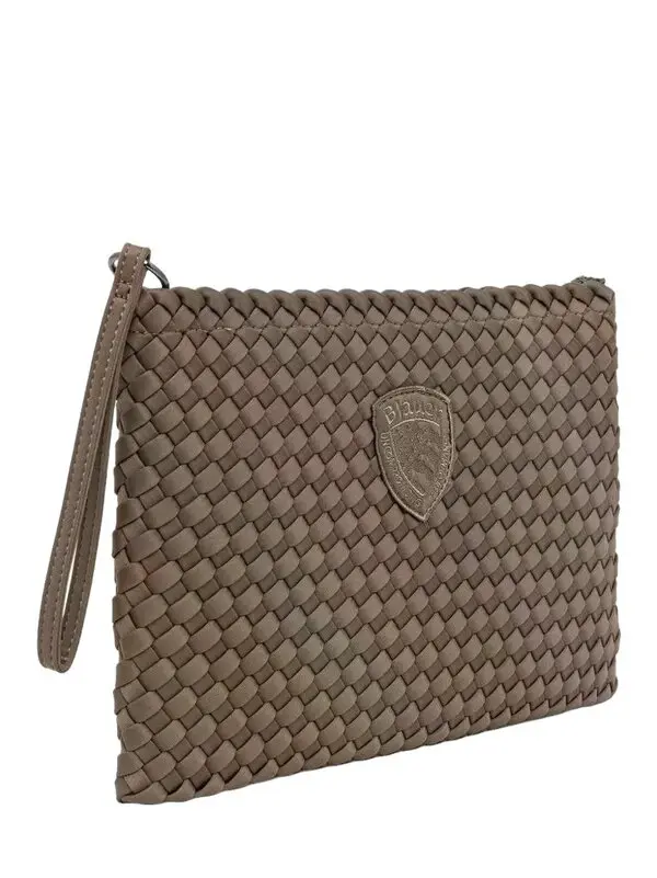 BLAUER. Woven Logo-patch Clutch Bag - Brown